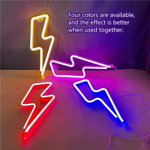 Accents | Neon Signs Lightning Bolt Neon Light Sign For Decor Battery ...